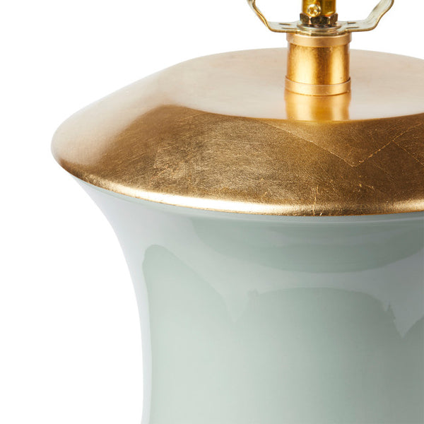 Pale Celadon and Gold Table Lamp with Linen Shade – MAKENZIE BAILEY